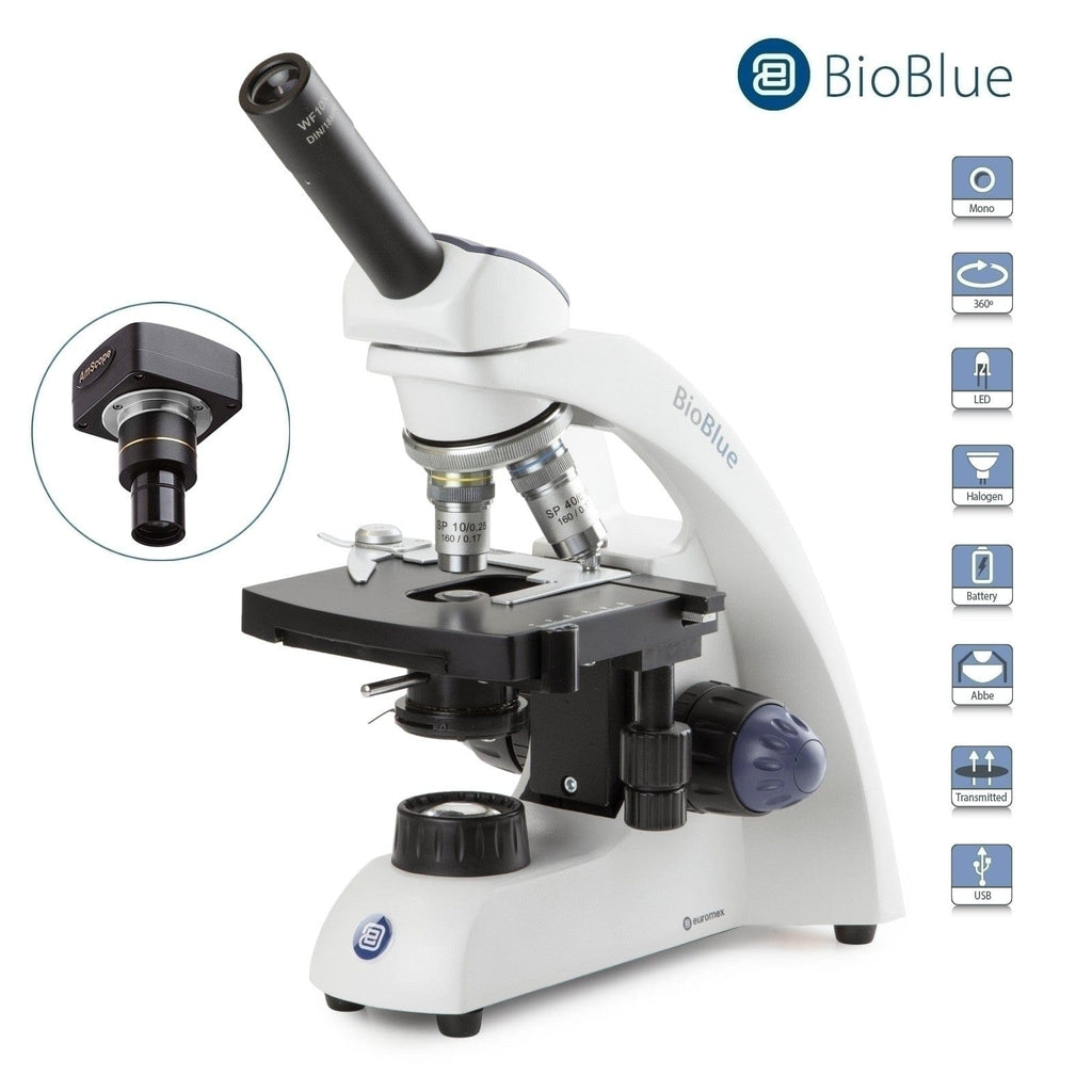 Euromex BioBlue Series Portable Monocular Compound Microscope with Mec – AmScope