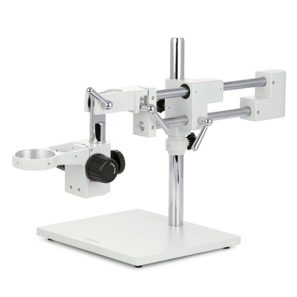 AmScope DAW2 White Double Arm Boom Stand for Stereo Microscopes - Stee