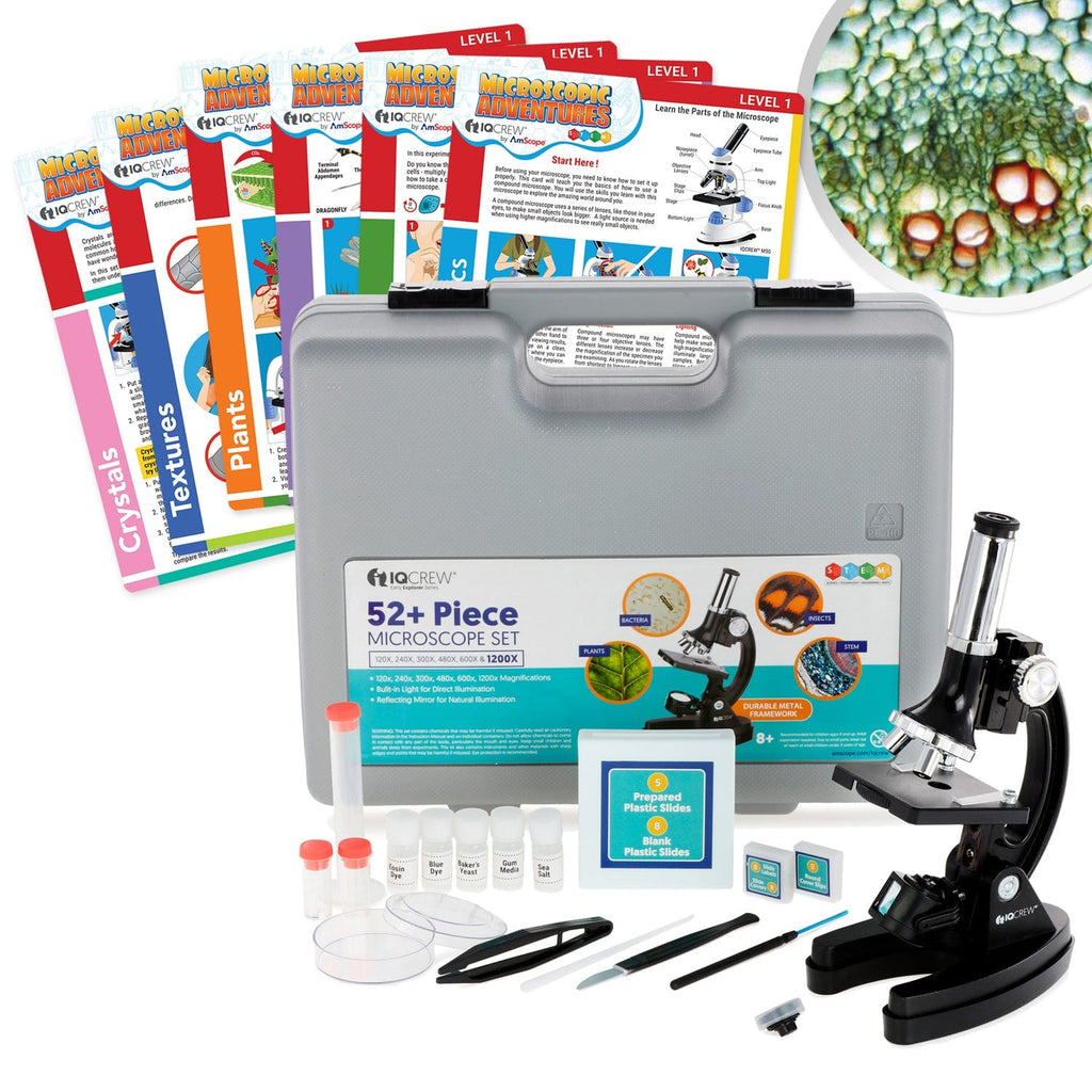 IQCrew By AMSCOPE Strater KIDS Student Compound Microscope Kit 120X-24 ...