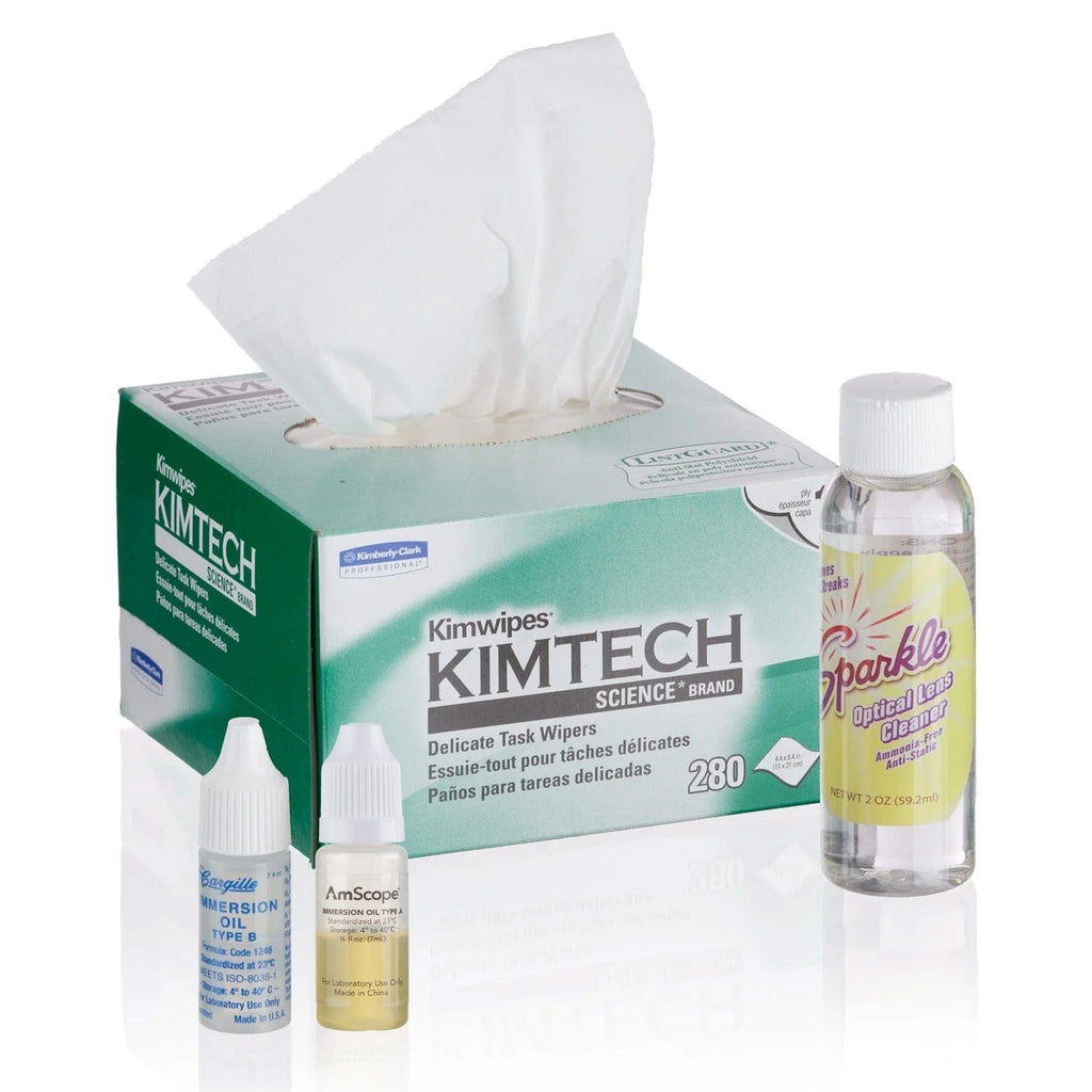 AmScope Microscope Operation & Maintenance Kit - Immersion Oil, Wipers