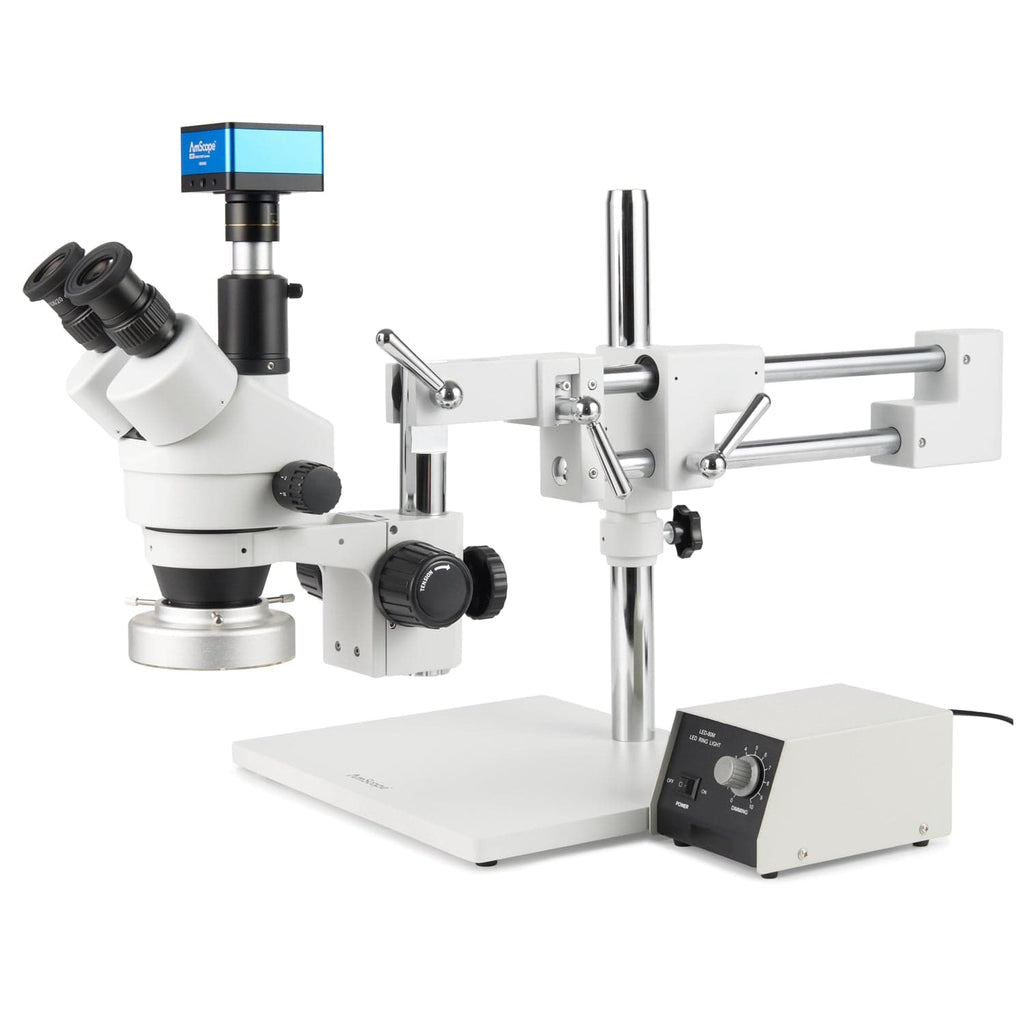 AmScope Zoom Trinocular Stereo Microscope 7X-45X Magnification Range,