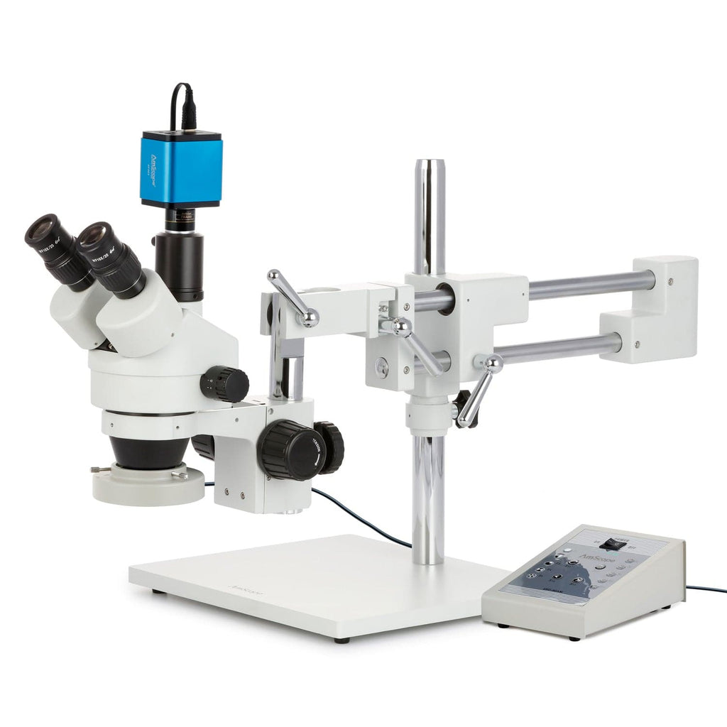 AmScope SM-4 Series Zoom Trinocular Stereo Microscope with 80 LED Dire