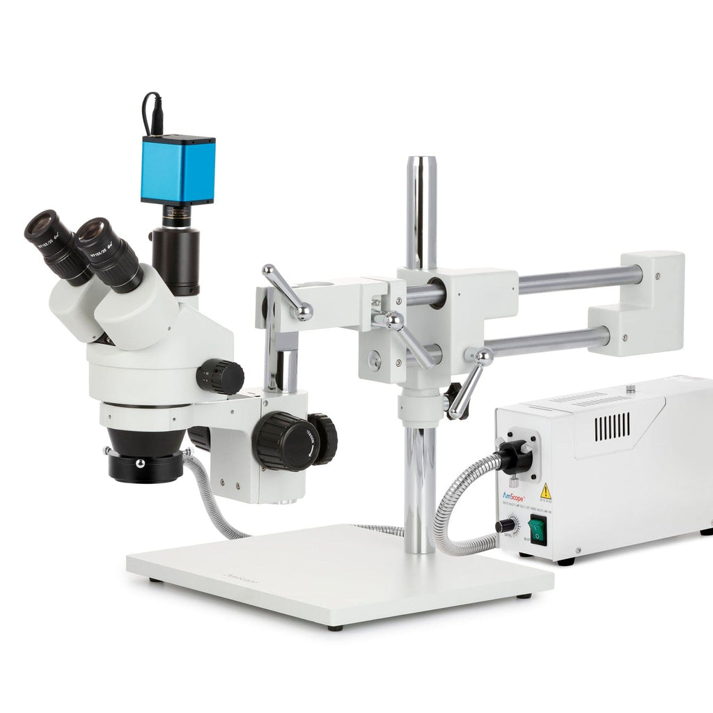 AmScope SM-4 Series Zoom Trinocular Stereo Microscope with 150W Haloge