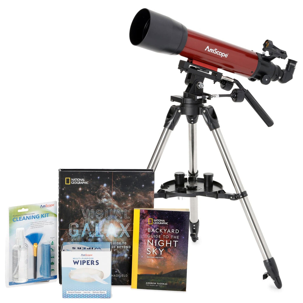 AmScope Professional Telescope Bundle Series featuring 102mm Aperture,