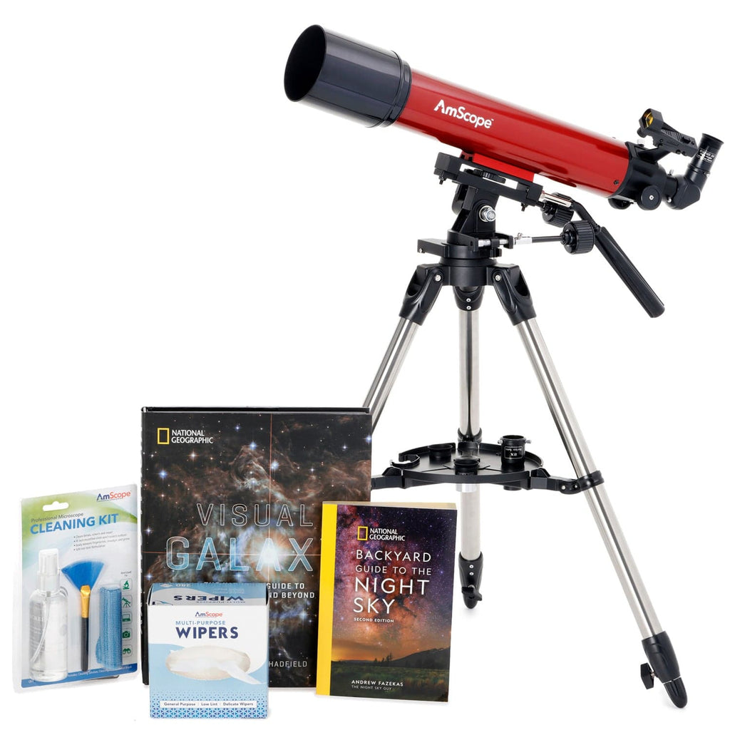 AmScope Professional Telescope Bundle Series featuring 90mm Aperture,