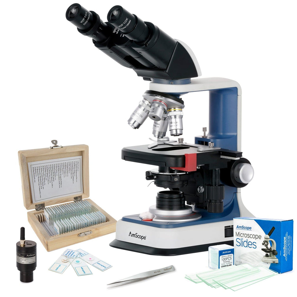 AmScope Binocular Compound Microscope 40X-2500X Magnification , Rechar