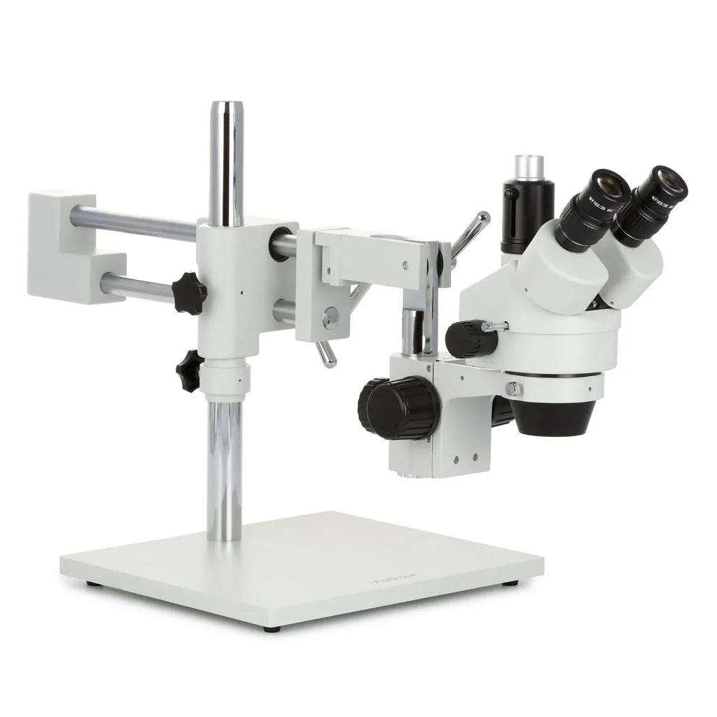 AmScope SM-4 Series 7X-45X Zoom Stereo Microscope on Double Arm Boom S