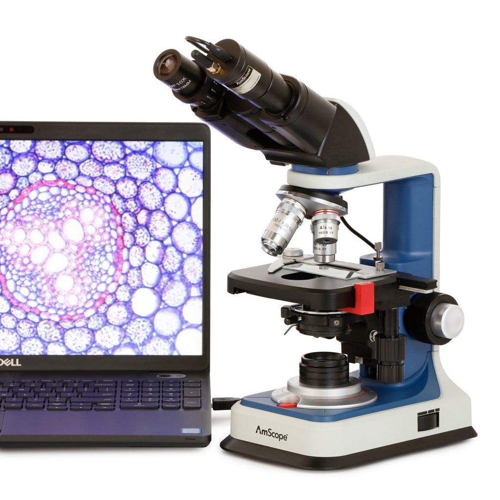 AmScope Binocular Compound Microscope 40X-2500X Magnification , Rechar