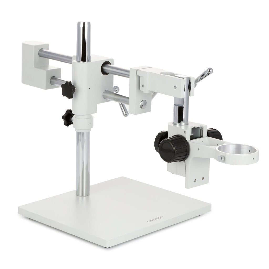 AmScope DAW2 White Double Arm Boom Stand for Stereo Microscopes - Stee
