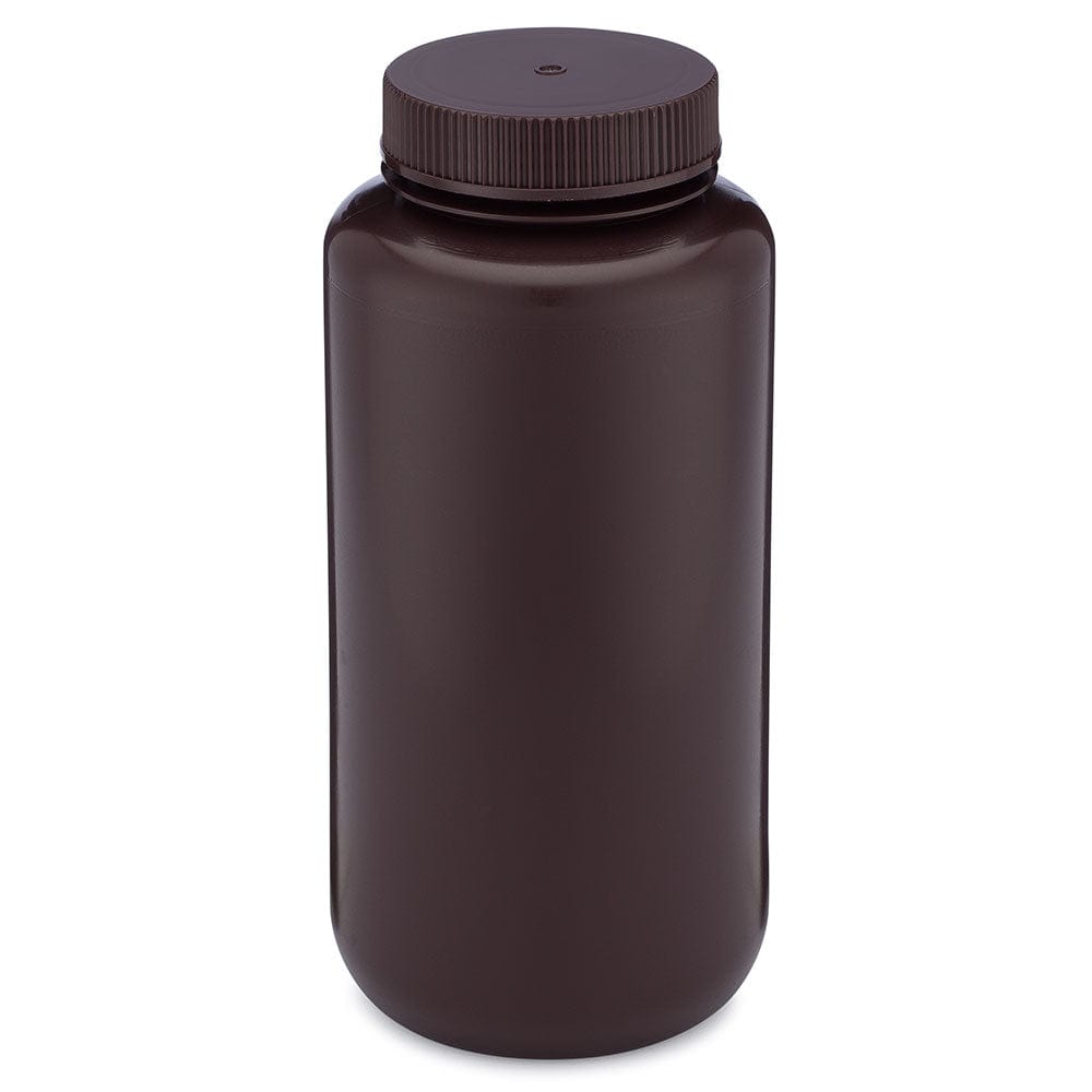 Bottle, Amber Wide Mouth, Round, HDPE, 1000mL, Bulk Packed, Bottles an ...