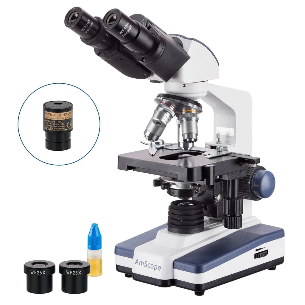 AmScope B120 Student & Professional Compound Microscope – 40X–2500X Ma