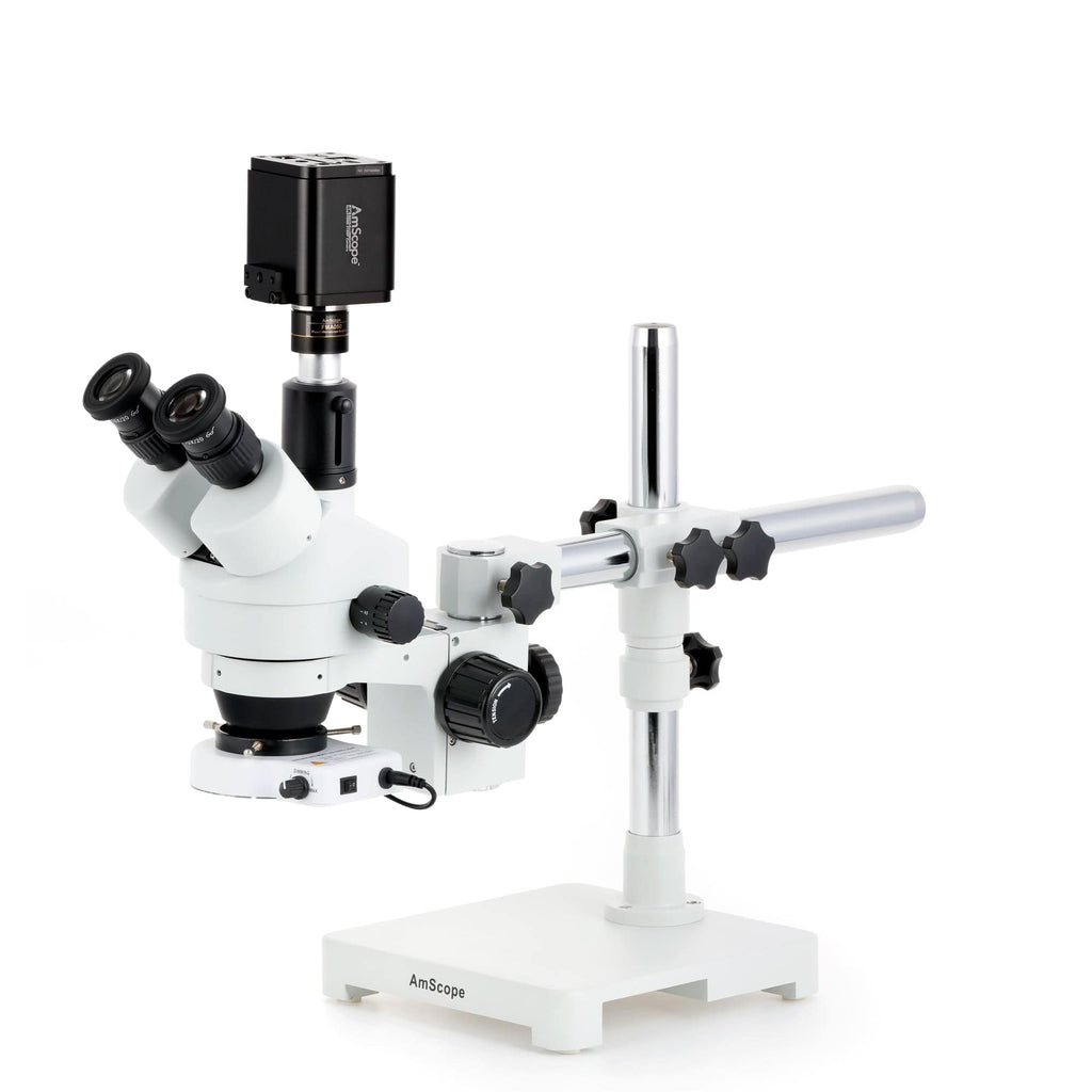 AmScope Zoom Trinocular Stereo Microscope 7X-45X Magnification Range,