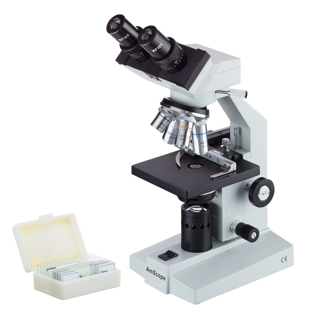 AmScope B100 Series Binocular Compound Microscope with Halogen Ligh, M