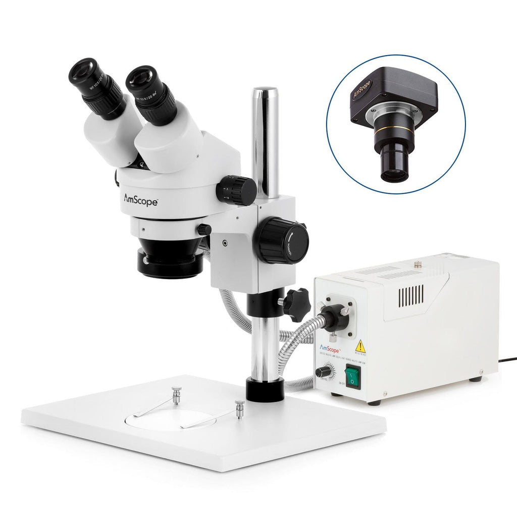 AmScope SM-1 Series Zoom Binocular Stereo Microscope with 150W Halogen