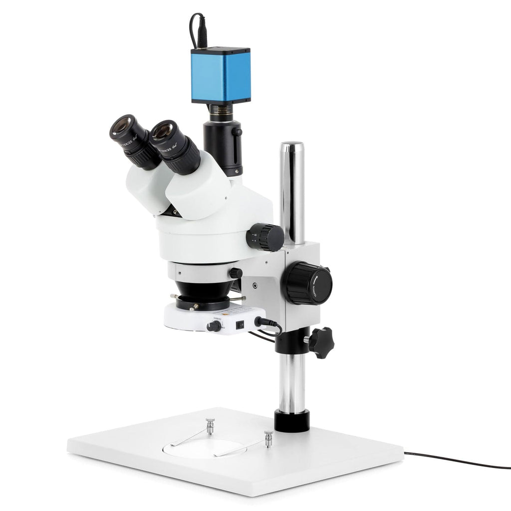 AmScope SM-1 Series Zoom Trinocular Stereo Microscope on Pillar Stand