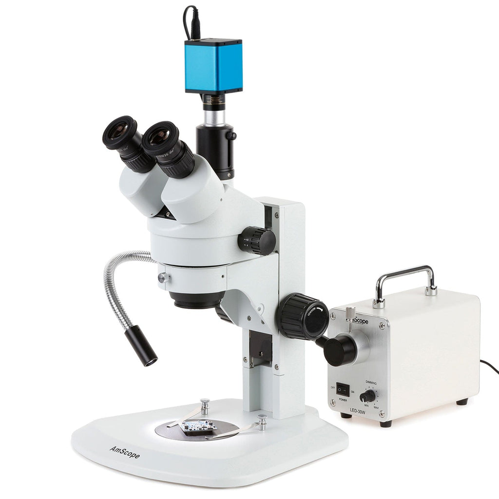 AmScope SM-1 Series Zoom Trinocular Stereo Microscope with 30W LED Sin