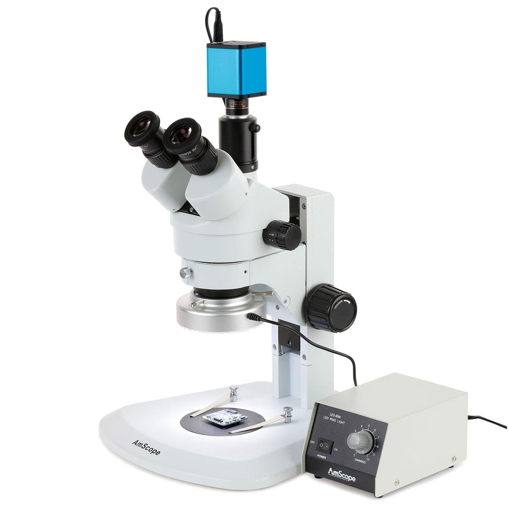 AmScope SM-1 Series Zoom Trinocular Stereo Microscope with Heavy Duty