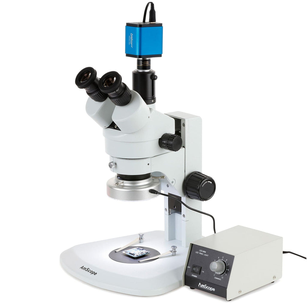 AmScope SM-1 Series Zoom Trinocular Stereo Microscope with Heavy Duty