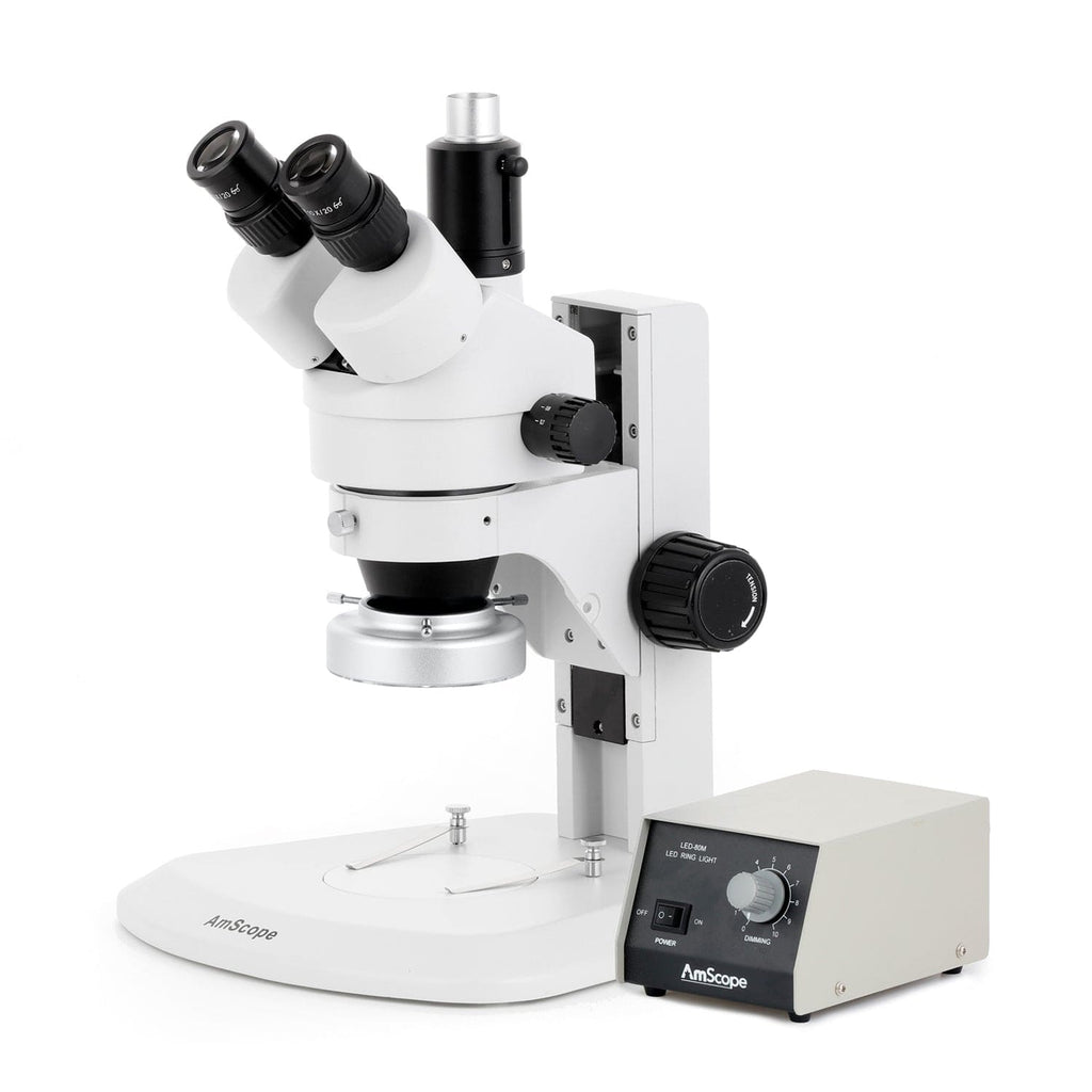 AmScope SM-1 Series Zoom Trinocular Stereo Microscope with Heavy Duty