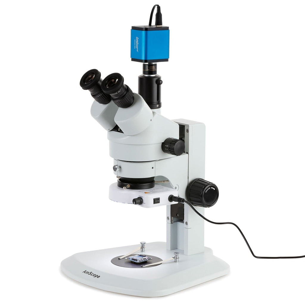 AmScope SM-1 Series Zoom Trinocular Stereo Microscope with 80 LED Comp