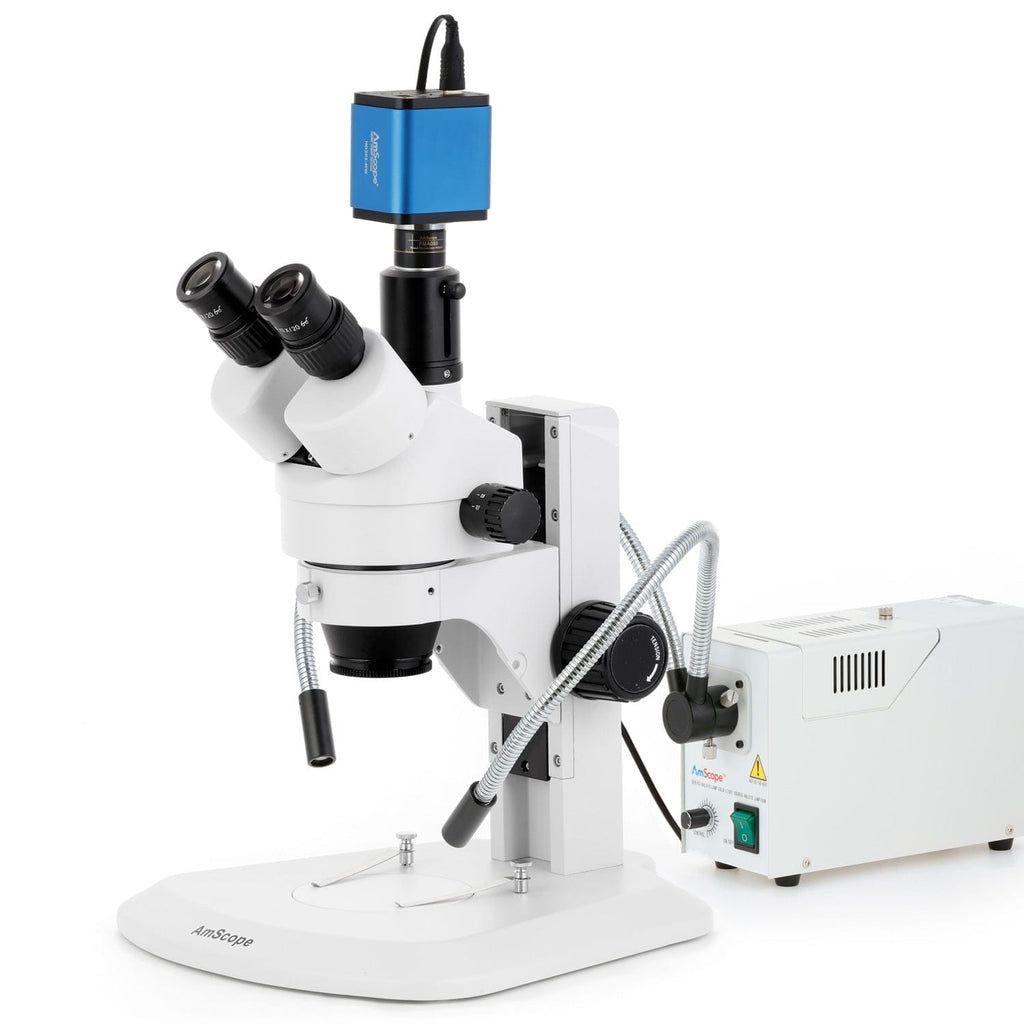 AmScope SM-1 Series Zoom Trinocular Stereo Microscope with 150W Haloge