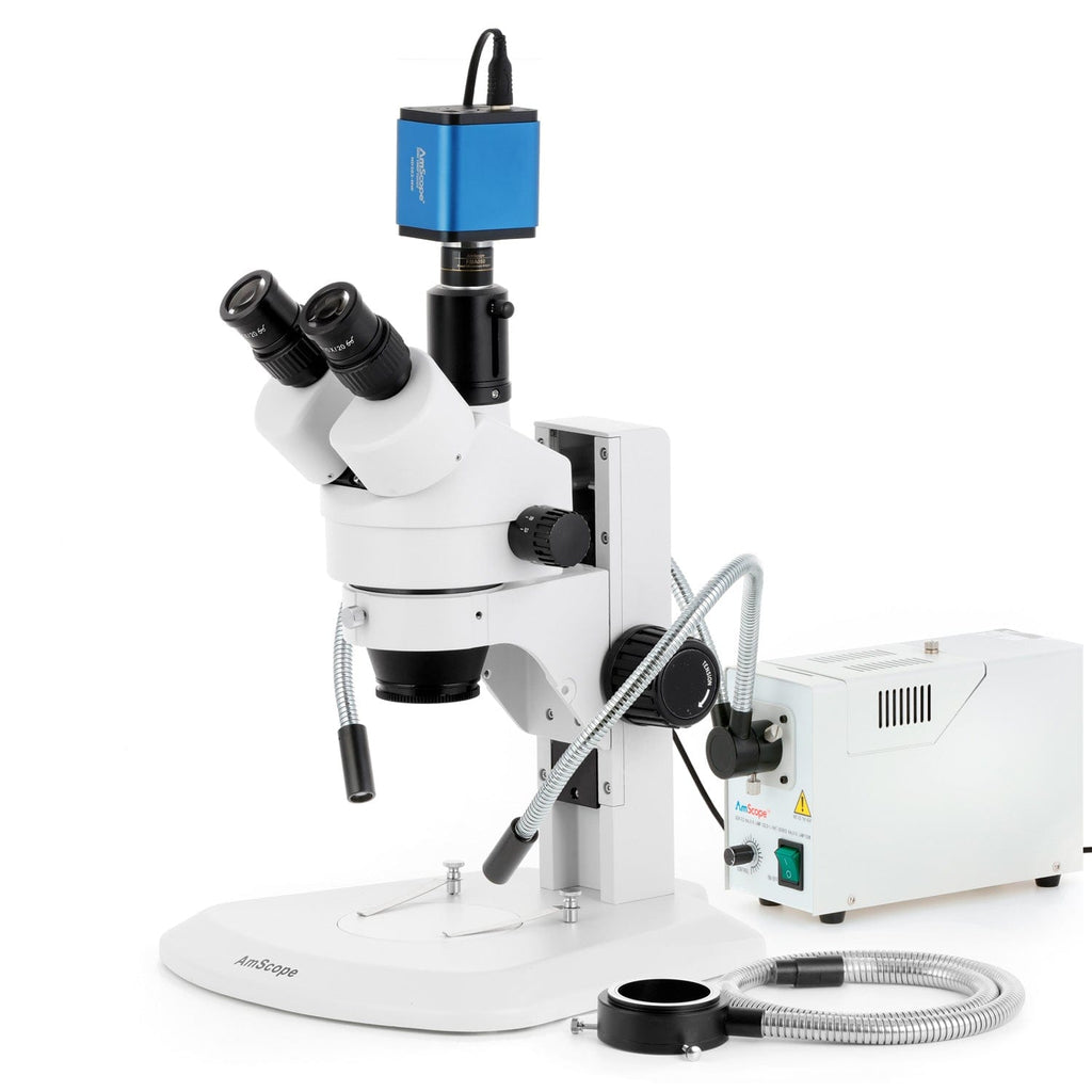 AmScope SM-1 Series Zoom Trinocular Stereo Microscope with 150W Haloge