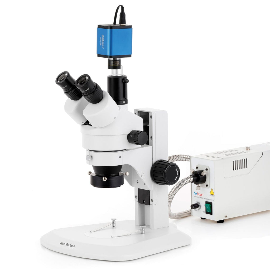 AmScope SM-1 Series Zoom Trinocular Stereo Microscope with 150W Haloge