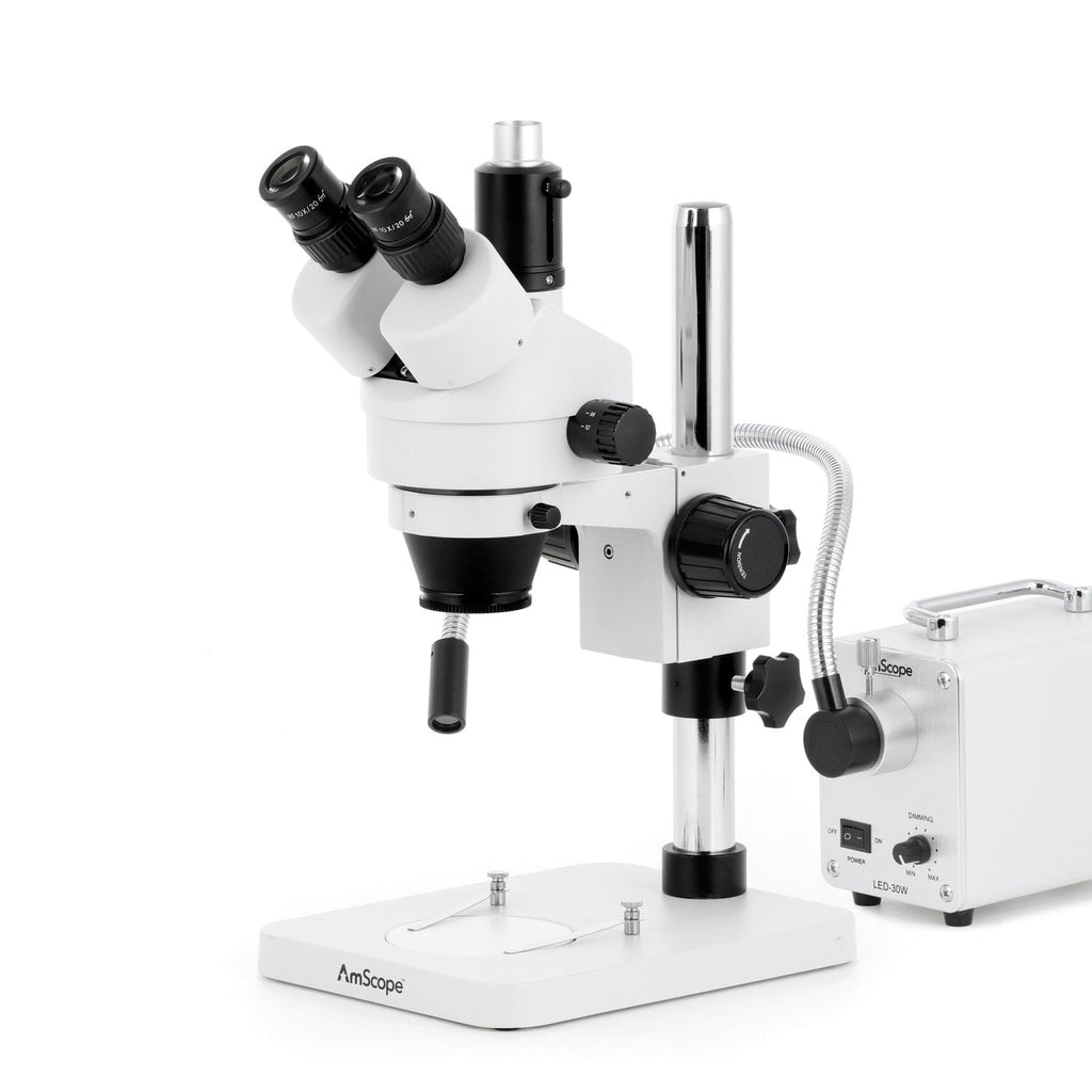 AmScope SM-1 Series Zoom Trinocular Stereo Microscope with 30W LED Sin