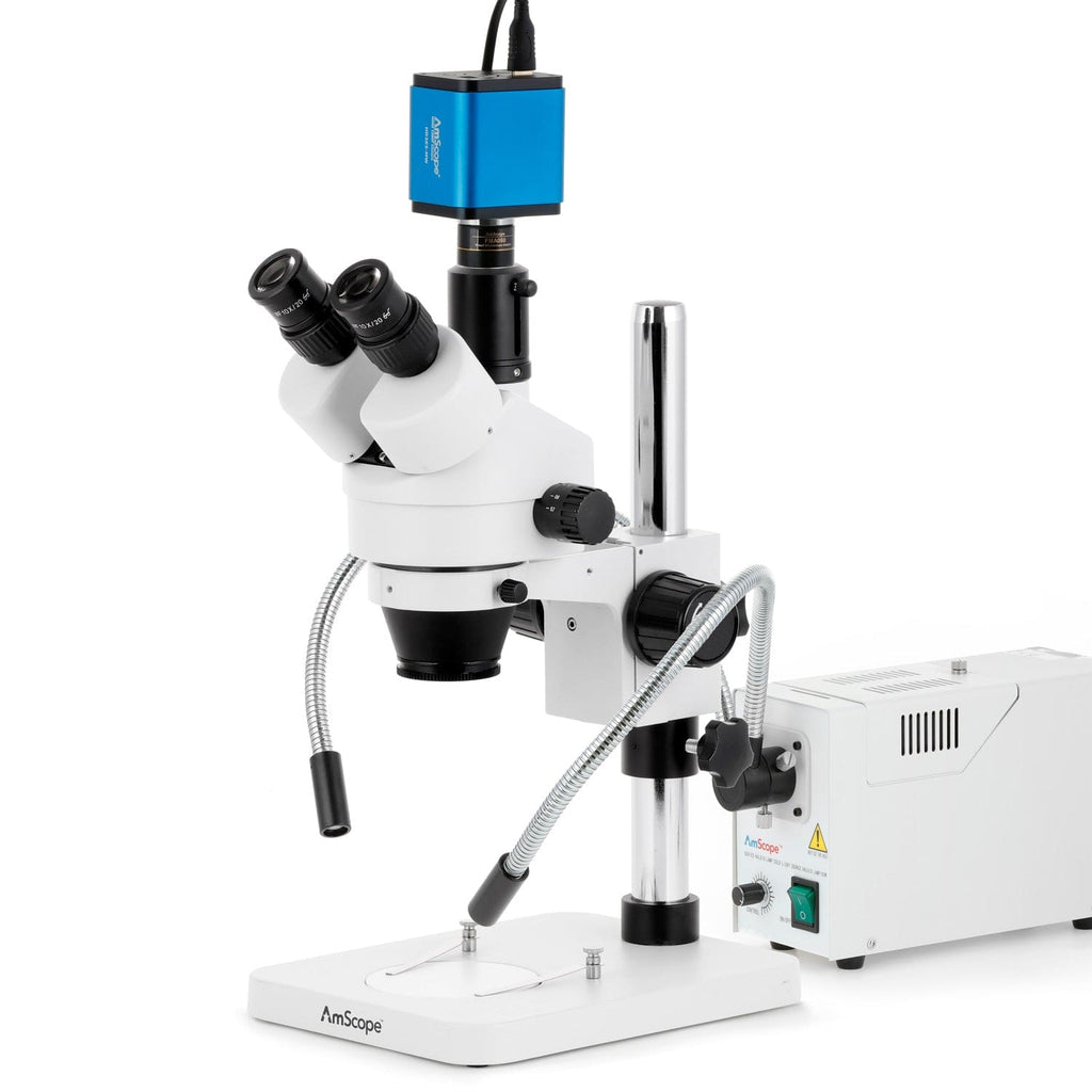 AmScope SM-1 Series Zoom Trinocular Stereo Microscope with 150W Haloge