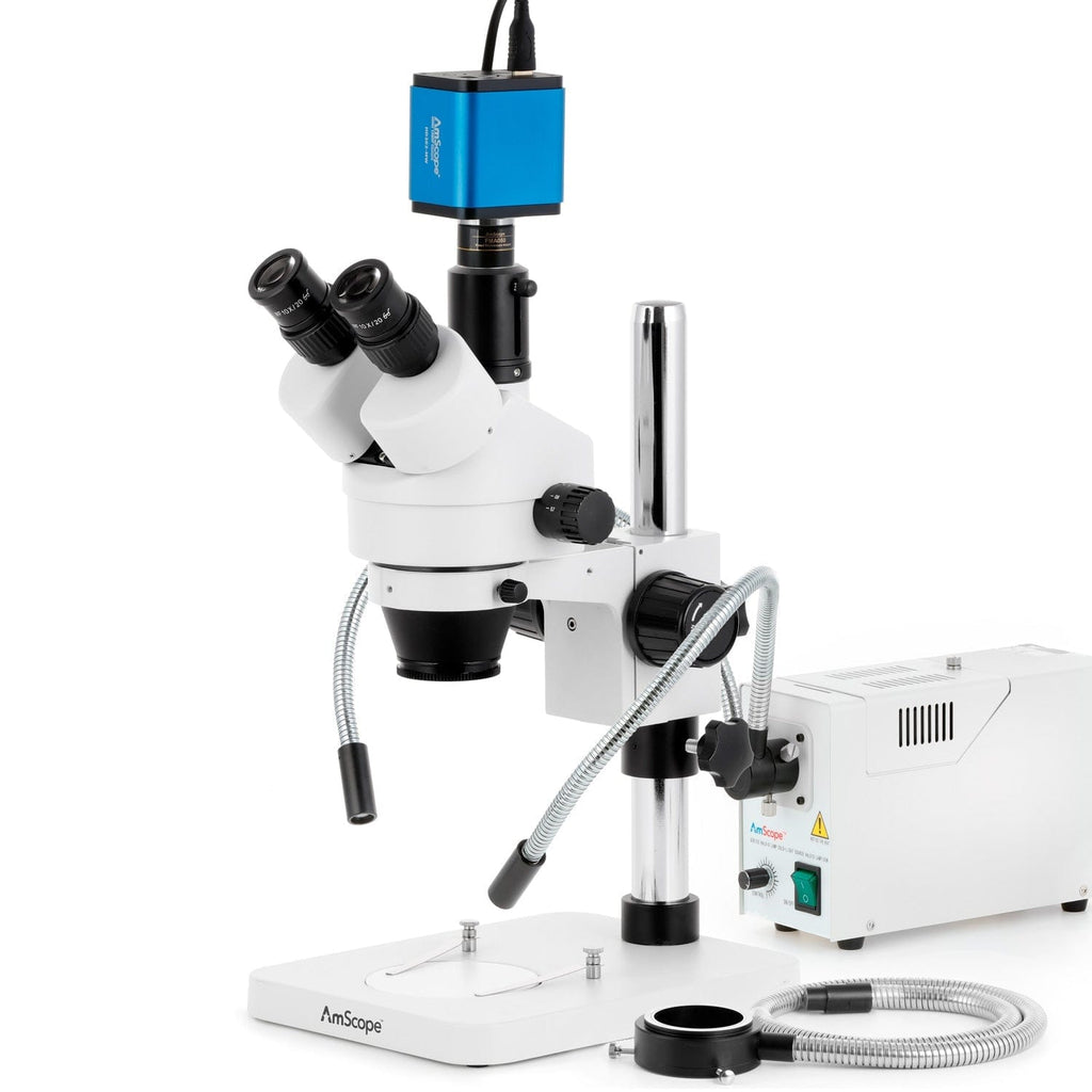AmScope SM-1 Series Zoom Trinocular Stereo Microscope with 150W Haloge