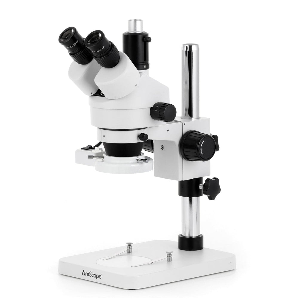AmScope SM-1 Series Zoom Trinocular Stereo Microscope with 8W Fluoresc