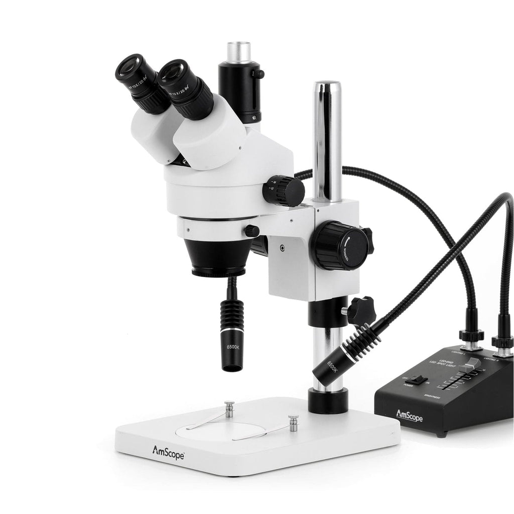AmScope SM-1 Series Zoom Trinocular Stereo Microscope with 6W Dual-Goo
