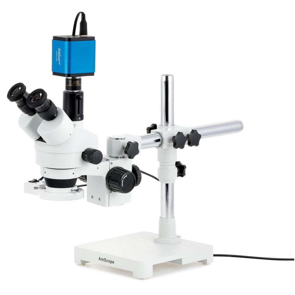 AmScope SM-3 Series Zoom Trinocular Stereo Microscope with 8W Fluoresc