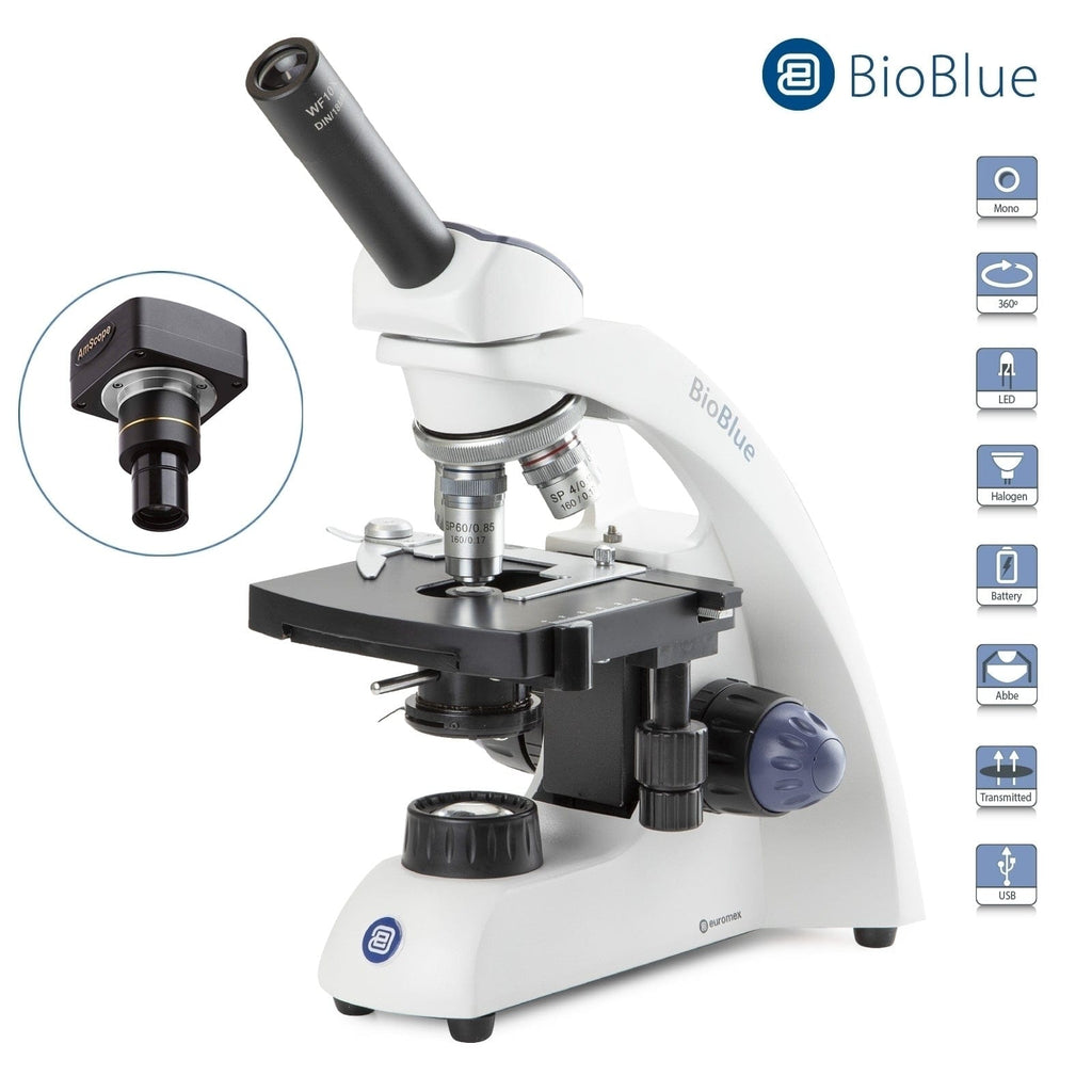 Euromex BioBlue Series Portable Monocular Compound Microscope with Spr ...