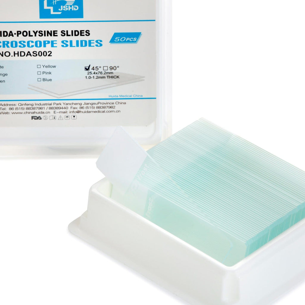 AmScope 50pc Blank Slides with Polysine Coating