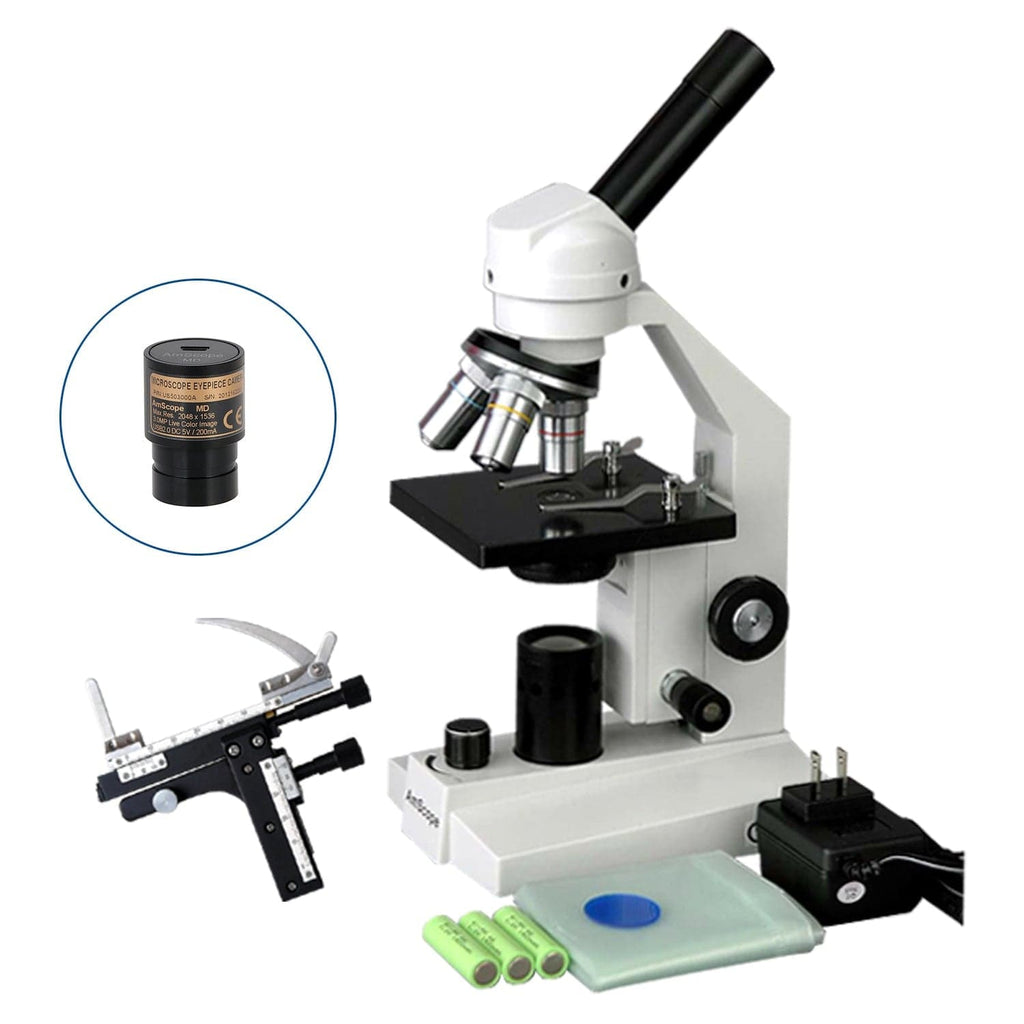 AmScope M200 Series LED Student Monocular Compound Microscope with Mec