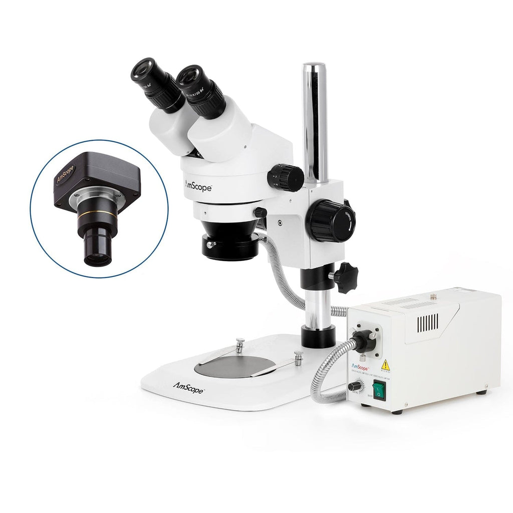 AmScope SM-1 Series Zoom Binocular Stereo Microscope with 150W Halogen