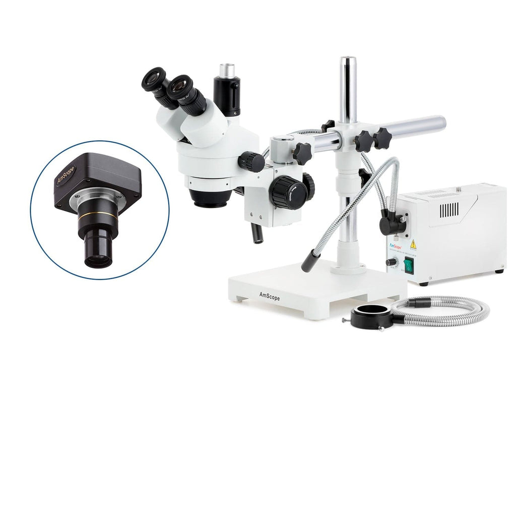AmScope SM-3 Series Simul-Focal Zoom Trinocular Stereo Microscope with