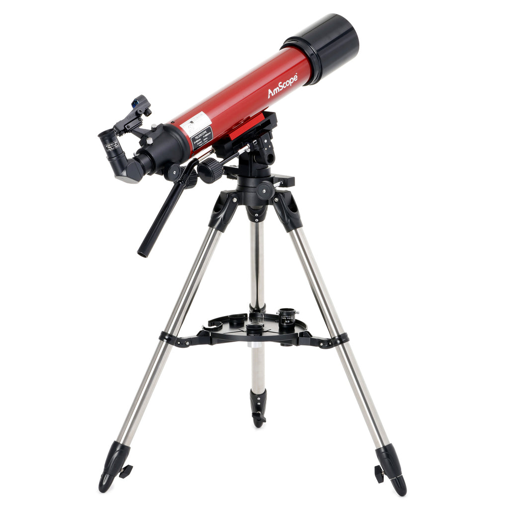 AmScope Refractor ALT-AZ Telescope with Altitude Azimuth Mount, 90mm A