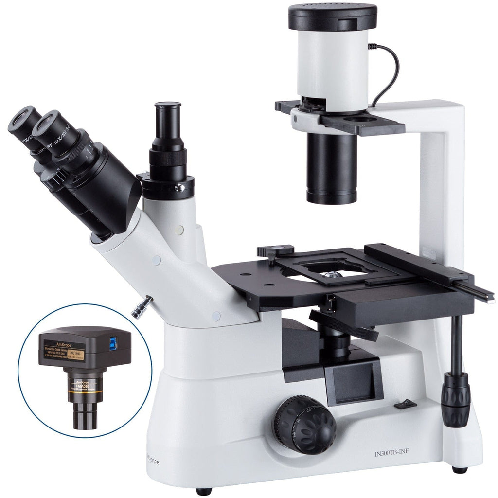 AmScope IN300 Series Inverted Phase-Contrast Biological Trinocular Com