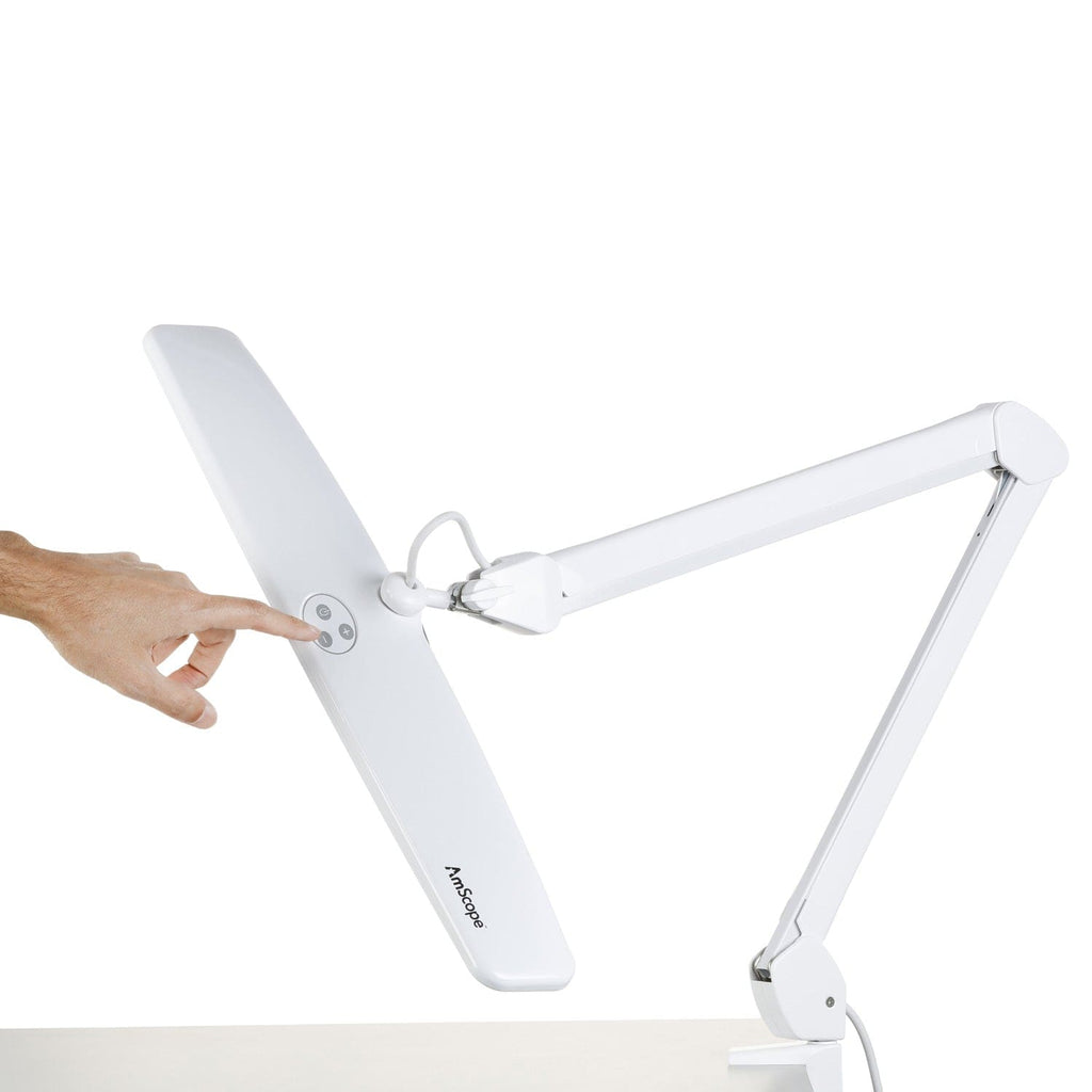 AmScope 21W 84 LED Task Lamp on Articulating Arm with Table Clamp