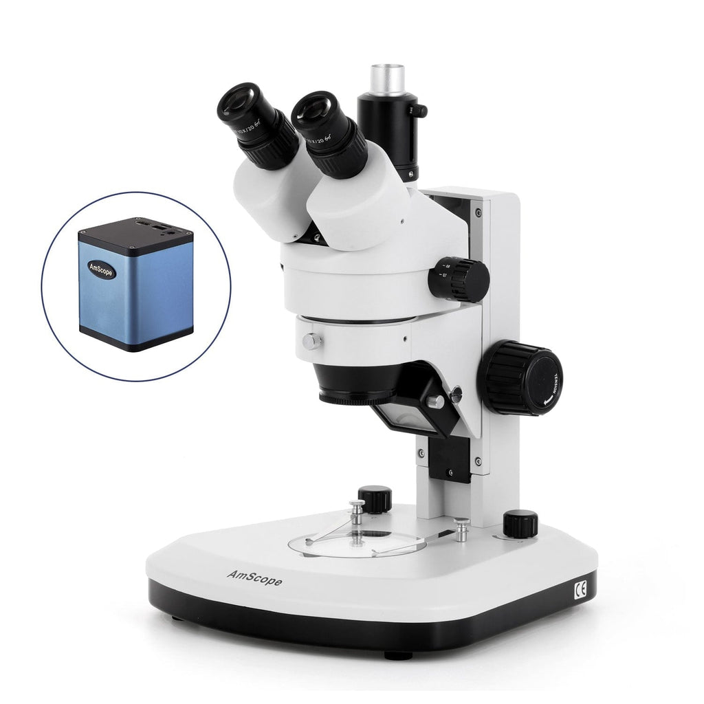 AmScope SM-1 Series Zoom Trinocular Stereo Microscope with Dual LED, A