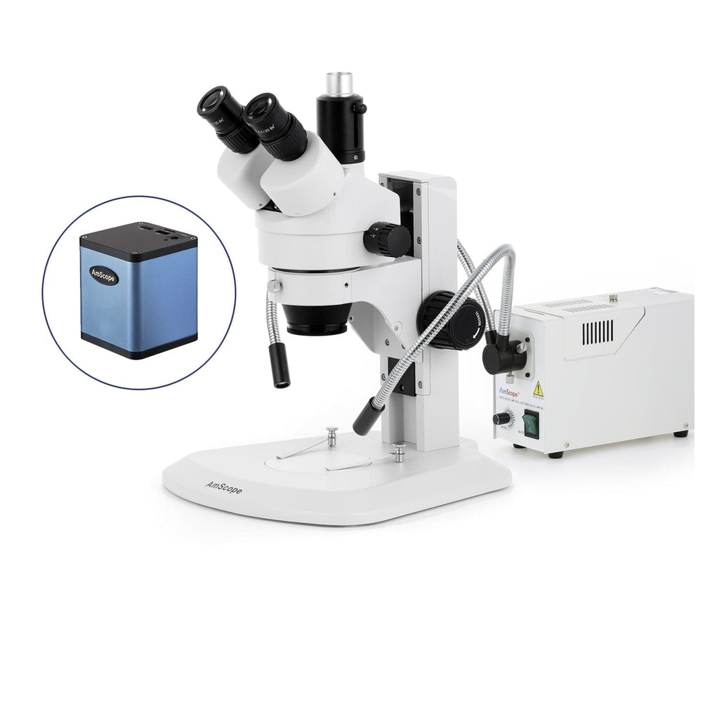 AmScope SM-1 Series Zoom Trinocular Stereo Microscope with 150W Haloge