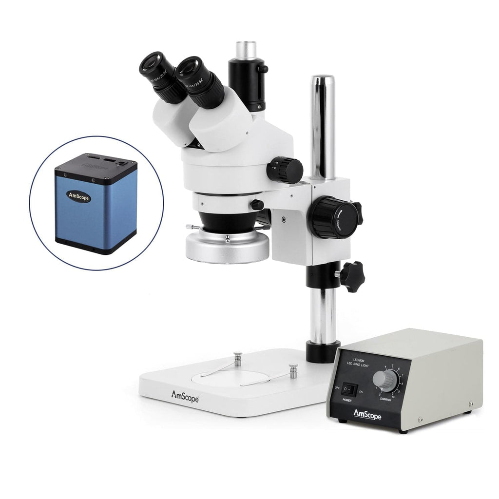 AmScope SM-1 Series Zoom Trinocular Stereo Microscope with Heavy Duty