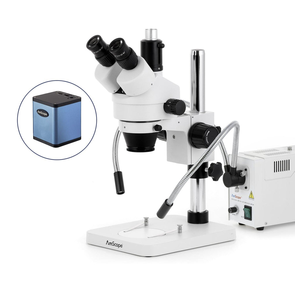 AmScope SM-1 Series Zoom Trinocular Stereo Microscope with 150W Haloge