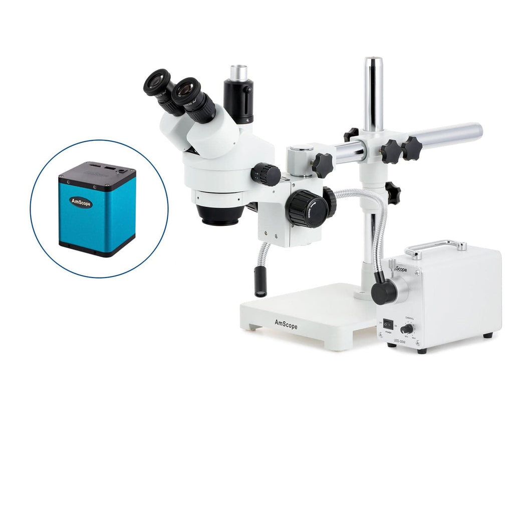 AmScope SM-3 Series Zoom Trinocular Stereo Microscope with 30W LED Sin
