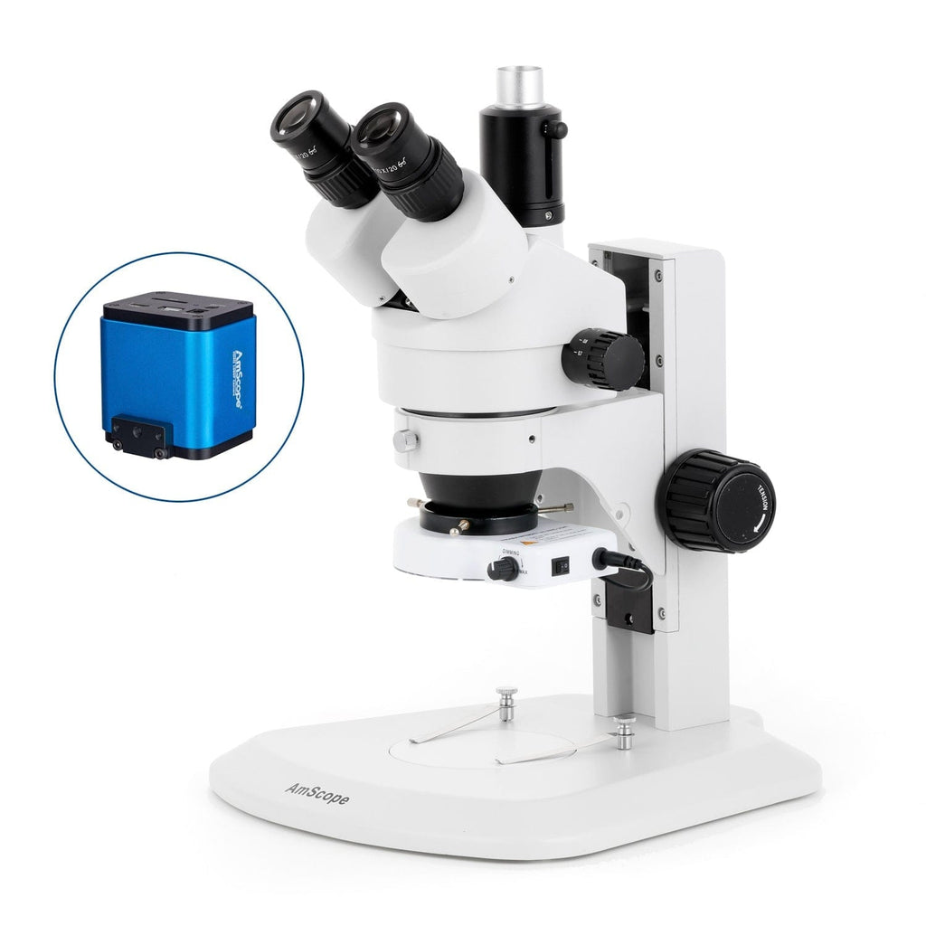 AmScope SM-1 Series Zoom Trinocular Stereo Microscope with 80 LED Comp