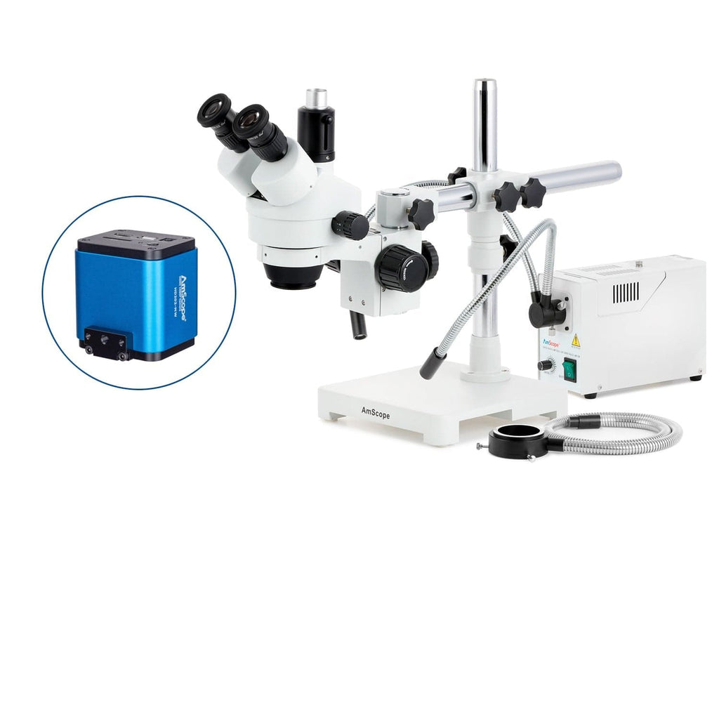 AmScope SM-3 Series Zoom Trinocular Stereo Microscope with 150W Haloge