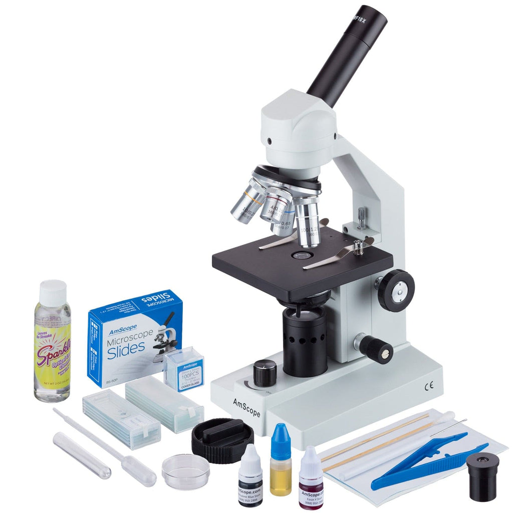 AmScope M500 Series Biological Student Cordless Monocular Compound Mic