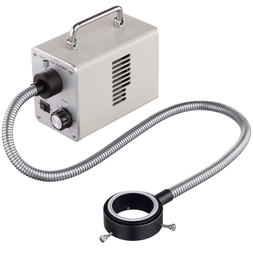 AmScope 50W LED Fiber Optic O-Ring Light Microscope Illuminator